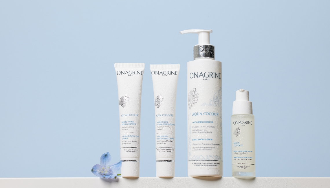 Produits de la gamme Aqua Cocoon par Onagrine